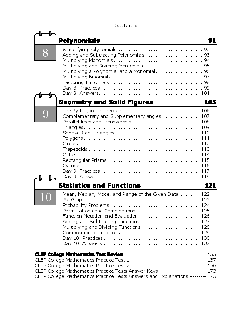CLEP College Math in 10 Days: The Most Effective CLEP College Math ...