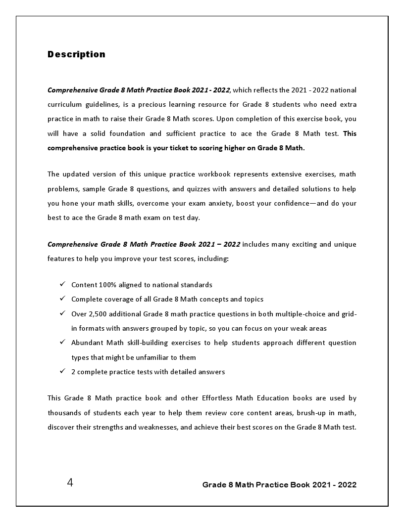 Comprehensive Grade 8 Math Practice Book: Complete Coverage of all ...