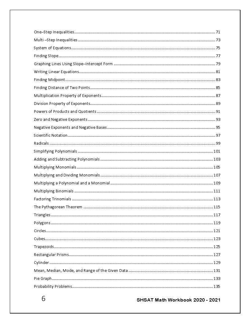 SHSAT Math Workbook 2020 – 2021: The Most Comprehensive Review for the ...