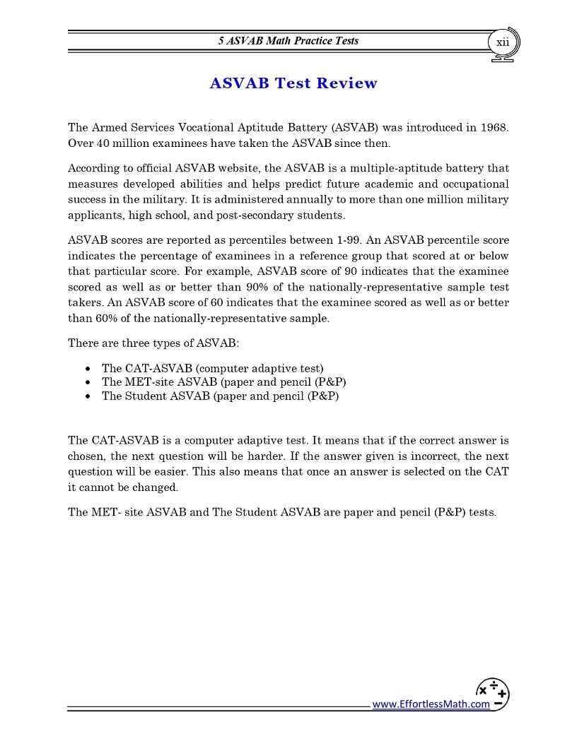 5 ASVAB Math Practice Tests: Extra Practice to Help Achieve an ...