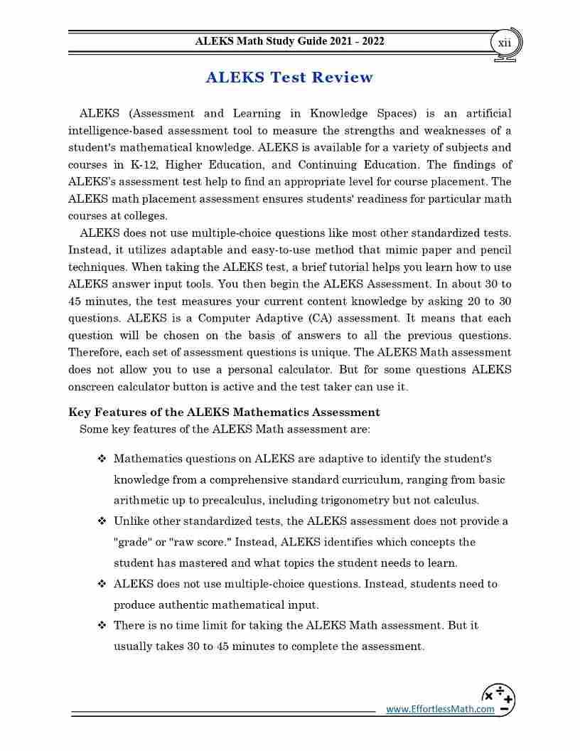 ALEKS Math Study Guide: Step-By-Step Guide to Preparing for the ALEKS ...