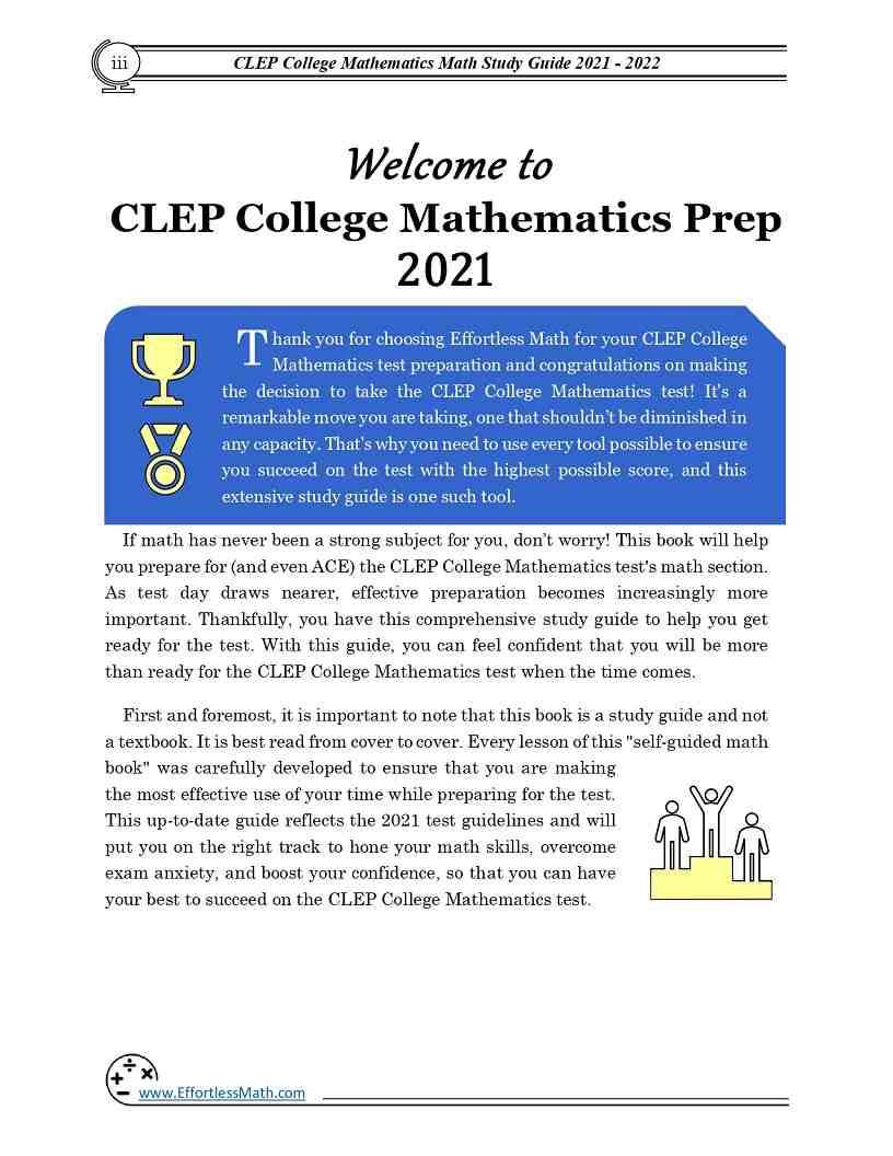 CLEP College Mathematics Study Guide: Step-By-Step Guide to Preparing ...