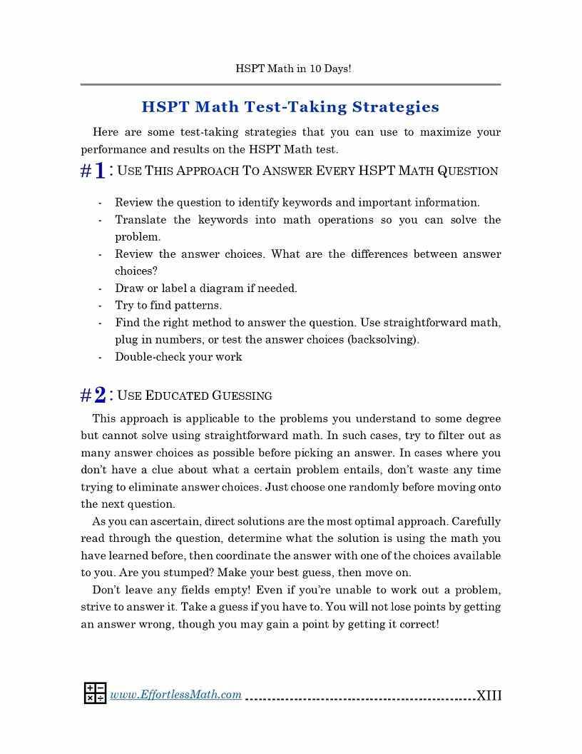 HSPT Math in 10 Days: Step-By-Step Guide to Preparing for the HSPT Math ...