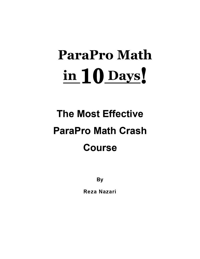 ParaPro Math in 10 Days: The Most Effective ParaPro Math Crash Course