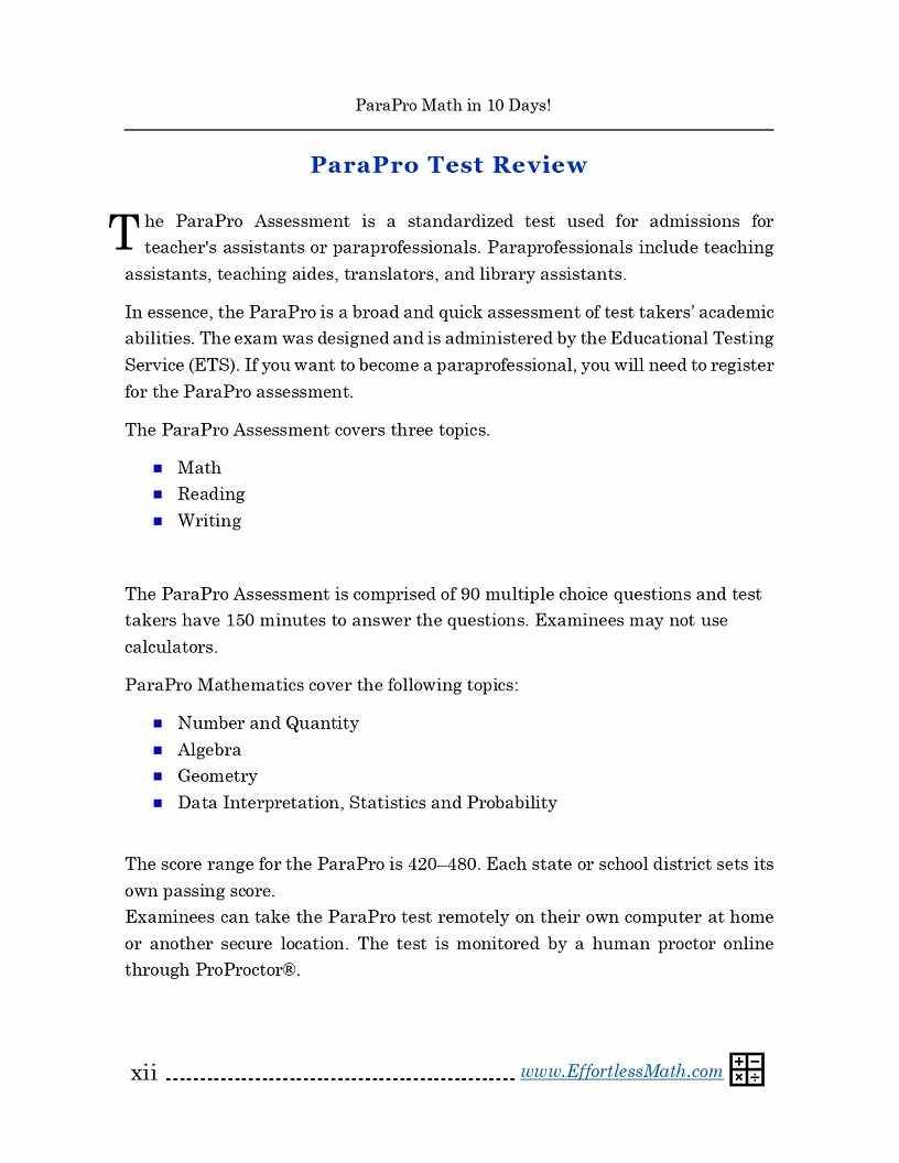 ParaPro Math in 10 Days: The Most Effective ParaPro Math Crash Course