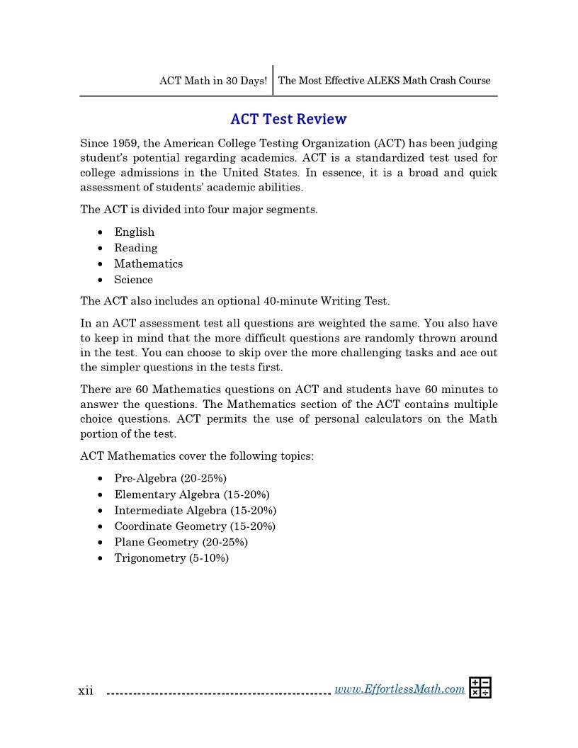 ACT Math in 30 Days: The Most Effective ACT Math Crash Course ...