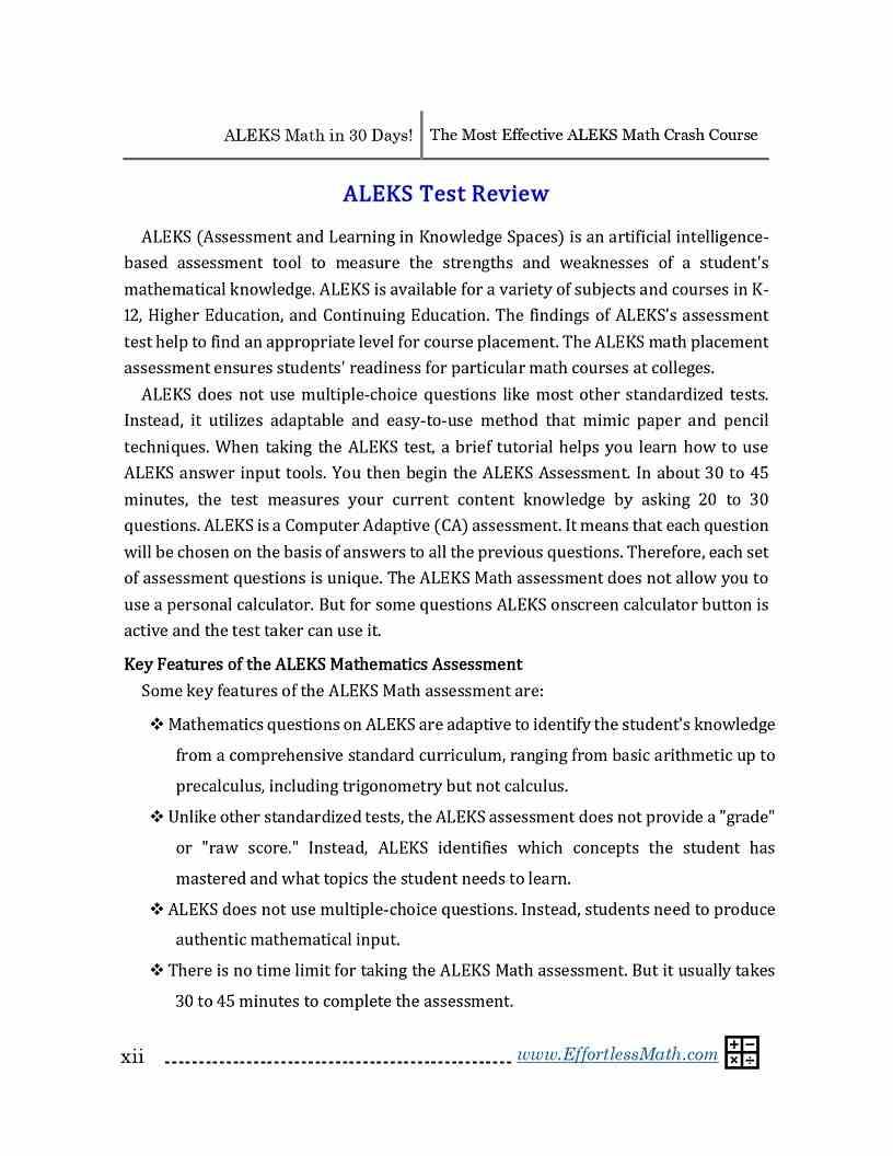 ALEKS Math in 30 Days: The Most Effective ALEKS Math Crash Course ...
