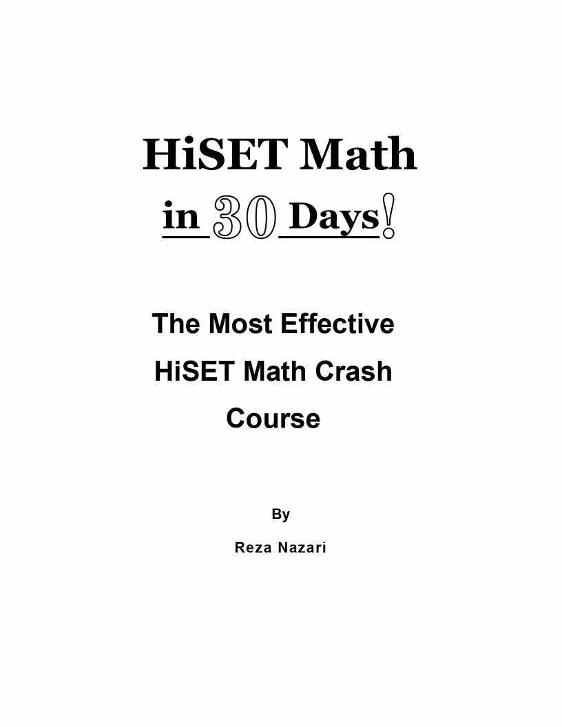 HiSET Math in 30 Days: The Most Effective HiSET Math Crash Course ...