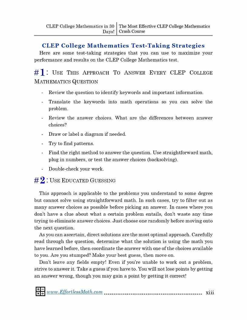CLEP College Mathematics in 30 Days: The Most Effective CLEP College ... CLEP College Mathematics in 30 Days: The Most Effective CLEP College ...