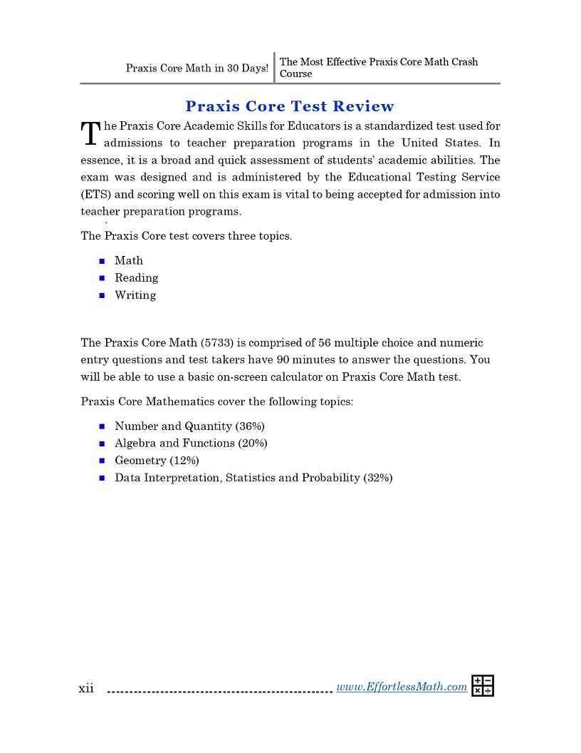 Praxis Core Math in 30 Days: The Most Effective Praxis Core Math Crash ...