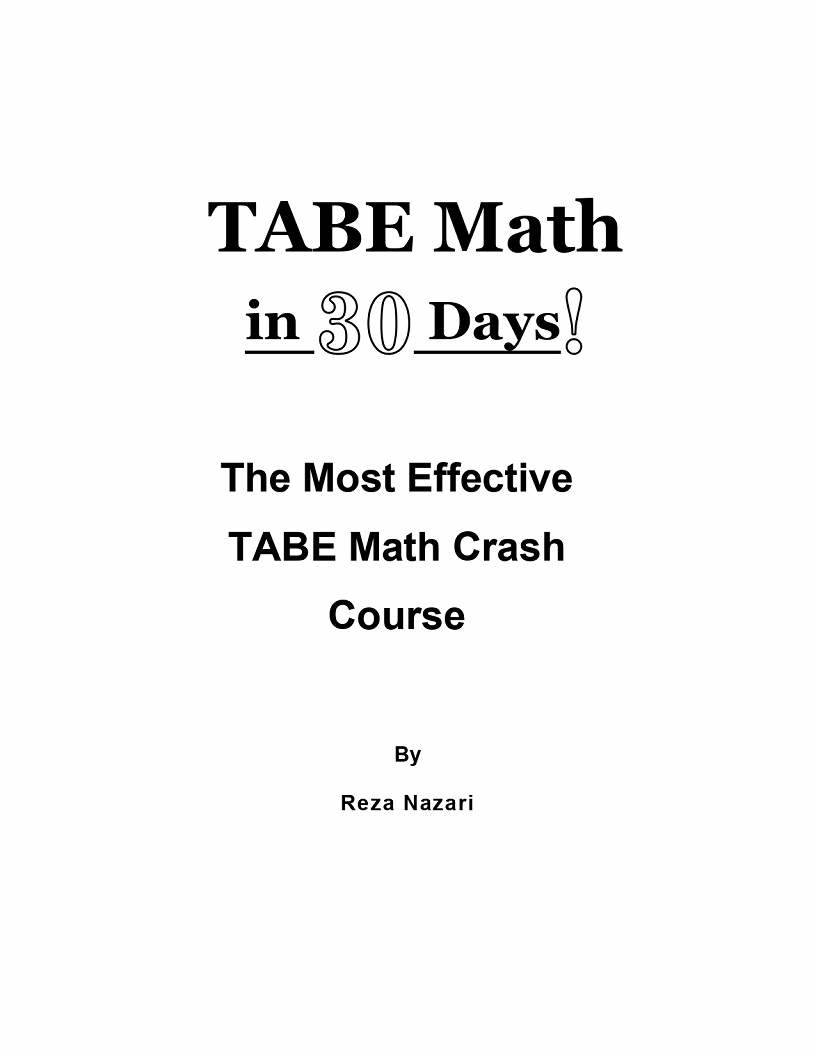 TABE Math in 30 Days: The Most Effective TABE Math Crash Course ...
