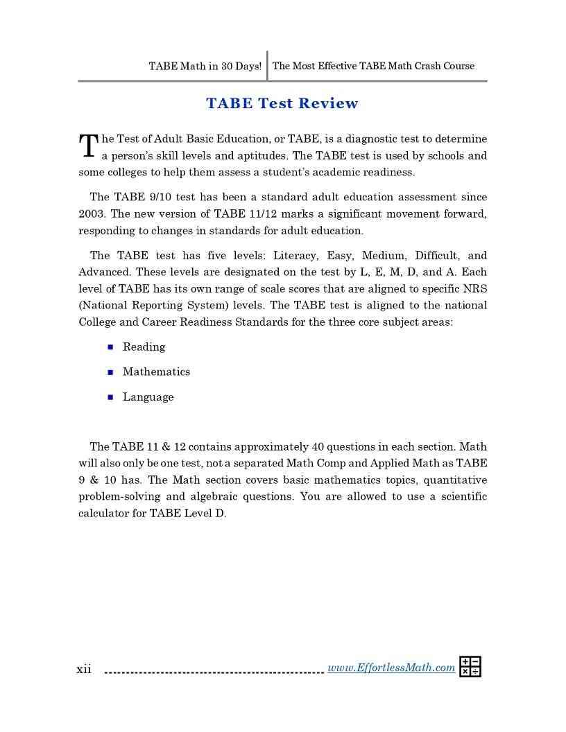 TABE Math in 30 Days: The Most Effective TABE Math Crash Course ...