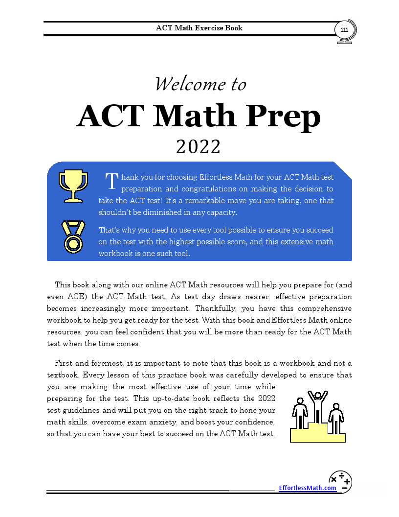 ACT Math Exercise Book: A Comprehensive Workbook + ACT Math Practice ...