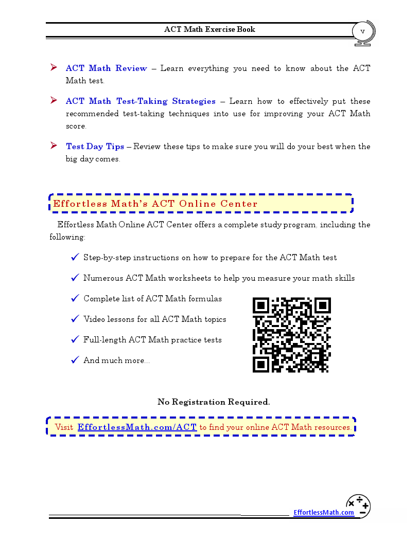 ACT Math Exercise Book: A Comprehensive Workbook + ACT Math Practice ...