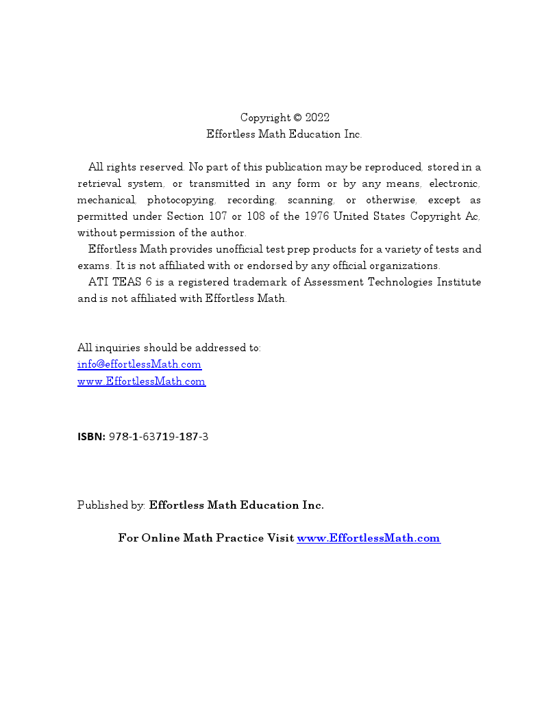 ATI TEAS 6 Math Exercise Book: A Comprehensive Workbook + ATI TEAS 6 ...