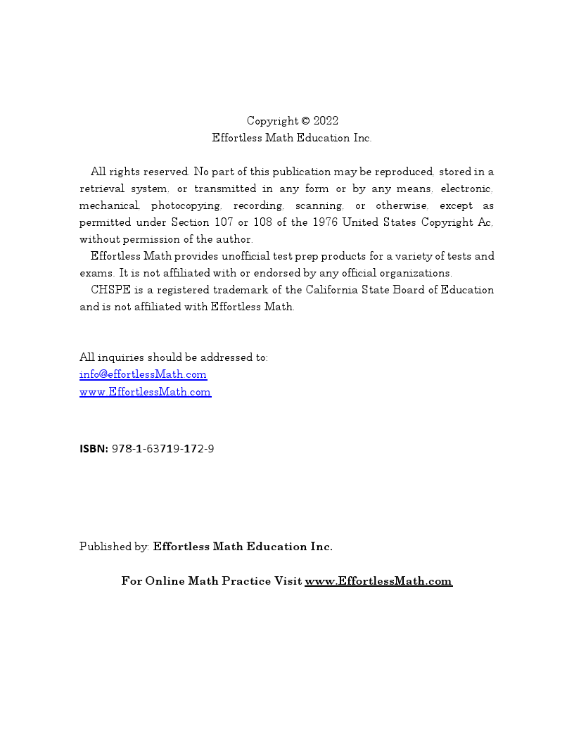 CHSPE Math Exercise Book: A Comprehensive Workbook + CHSPE Math ...