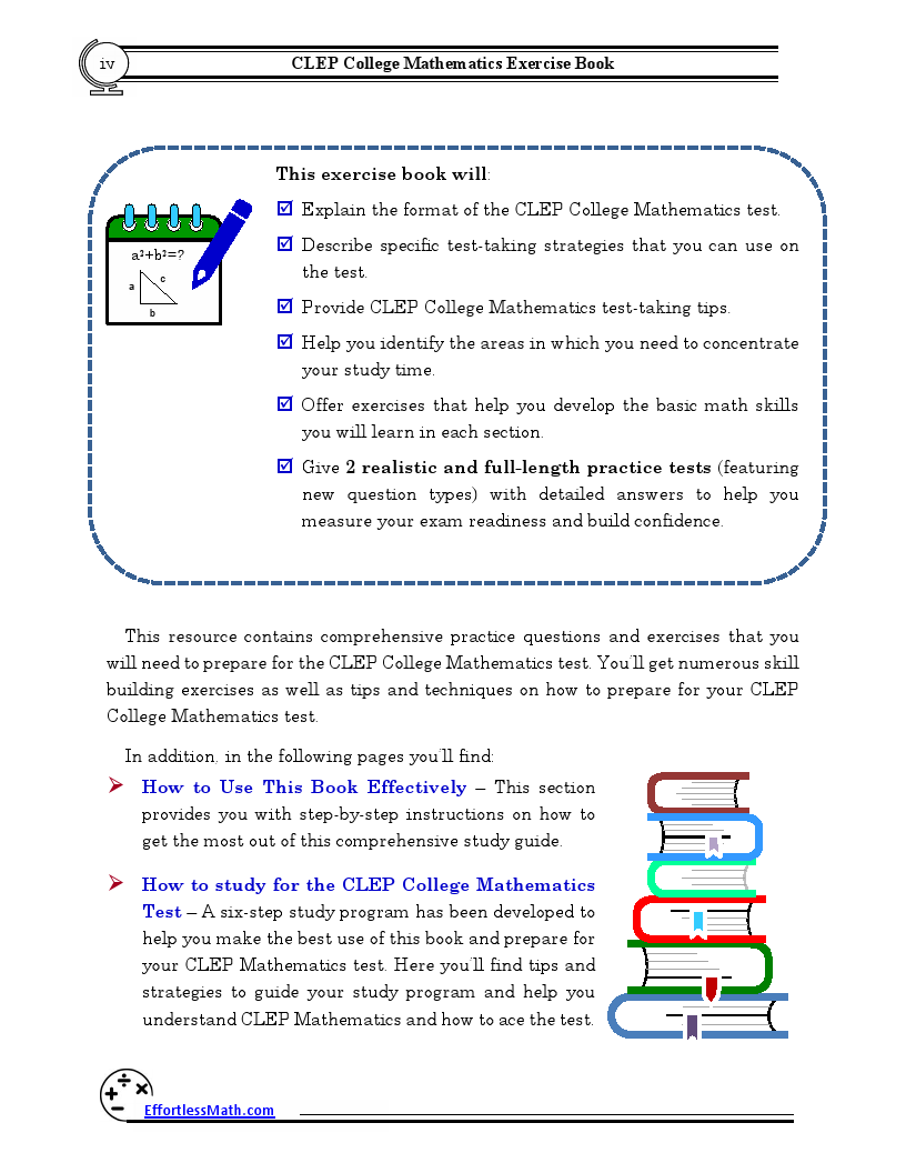 CLEP College Math Exercise Book: A Comprehensive Workbook + CLEP Math ...