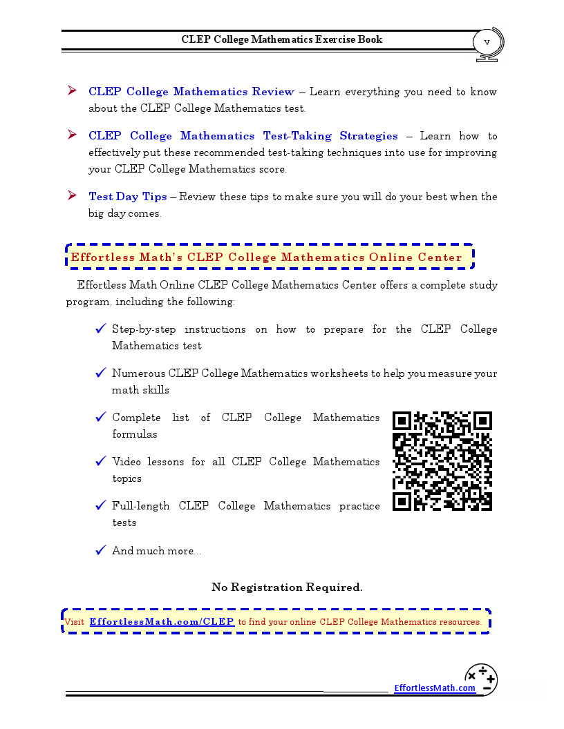 CLEP College Math Exercise Book: A Comprehensive Workbook + CLEP Math ...