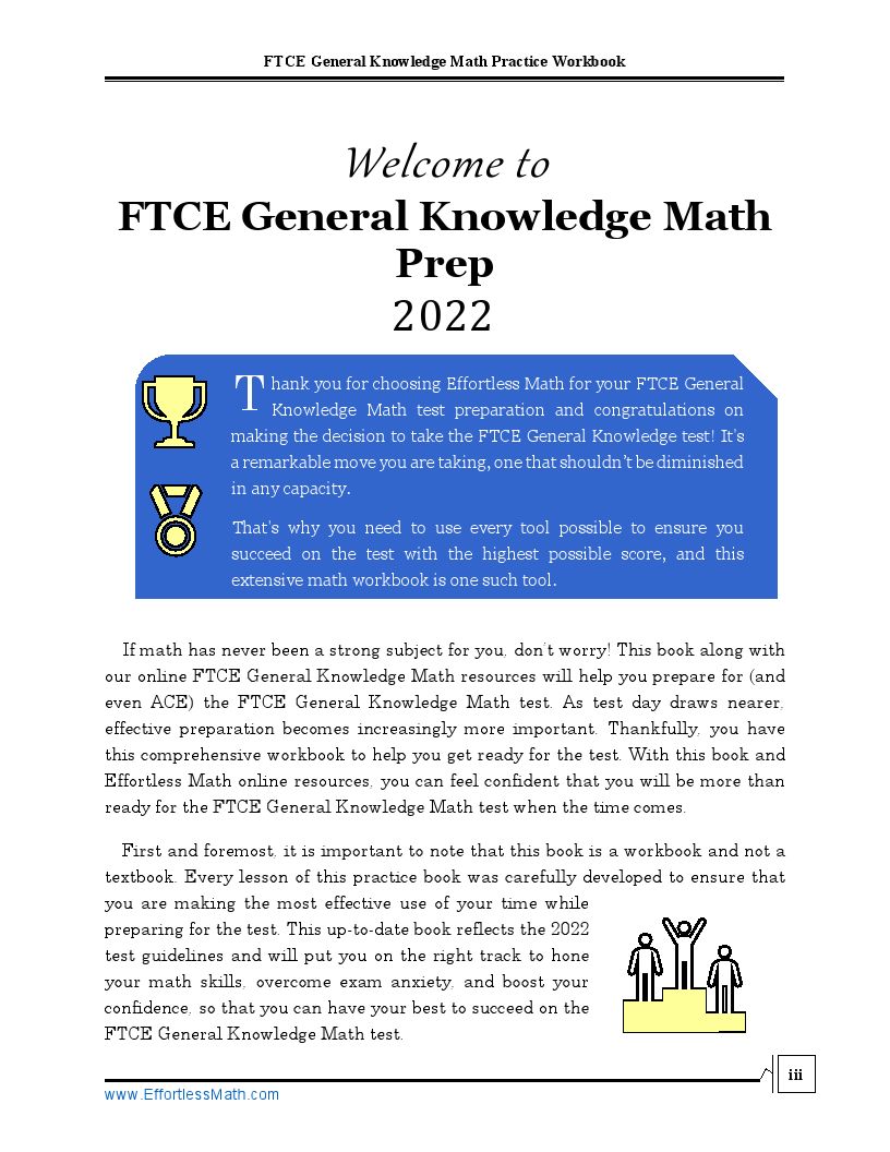 FTCE General Knowledge Math Practice Workbook 2025: The Most ...