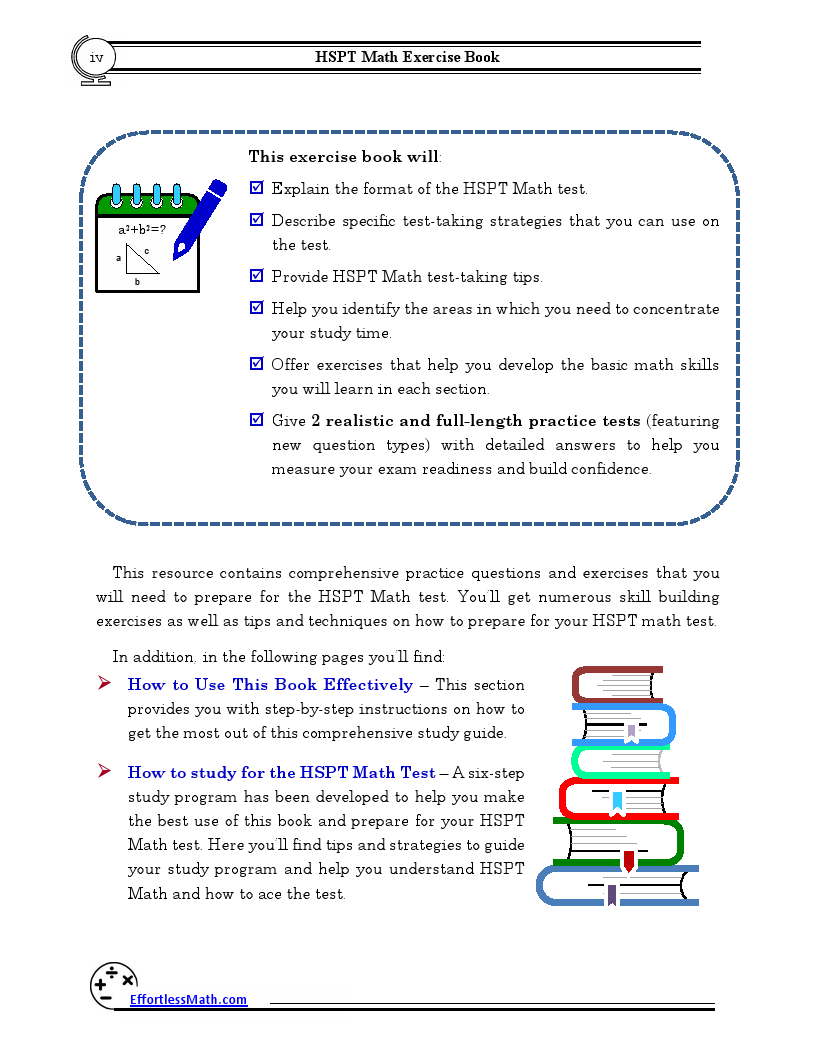 HSPT Math Exercise Book: A Comprehensive Workbook + HSPT Math Practice ...