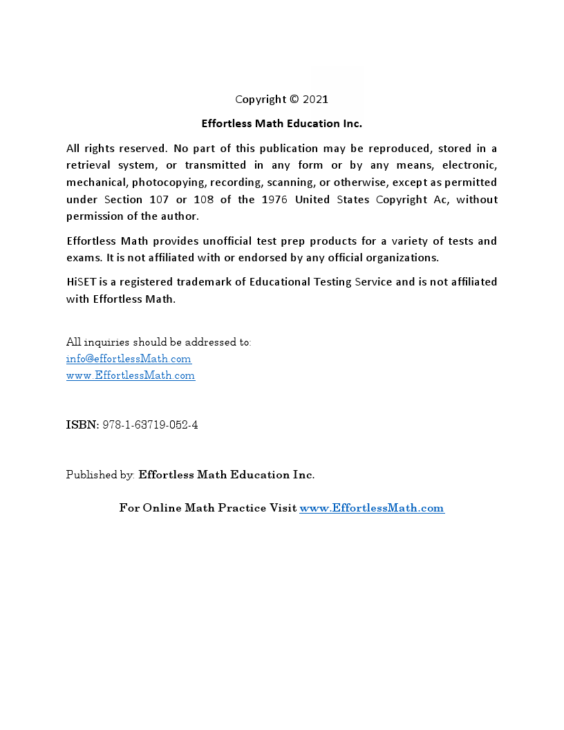 HiSET Math Practice Workbook 2024: The Most Comprehensive Review for ...