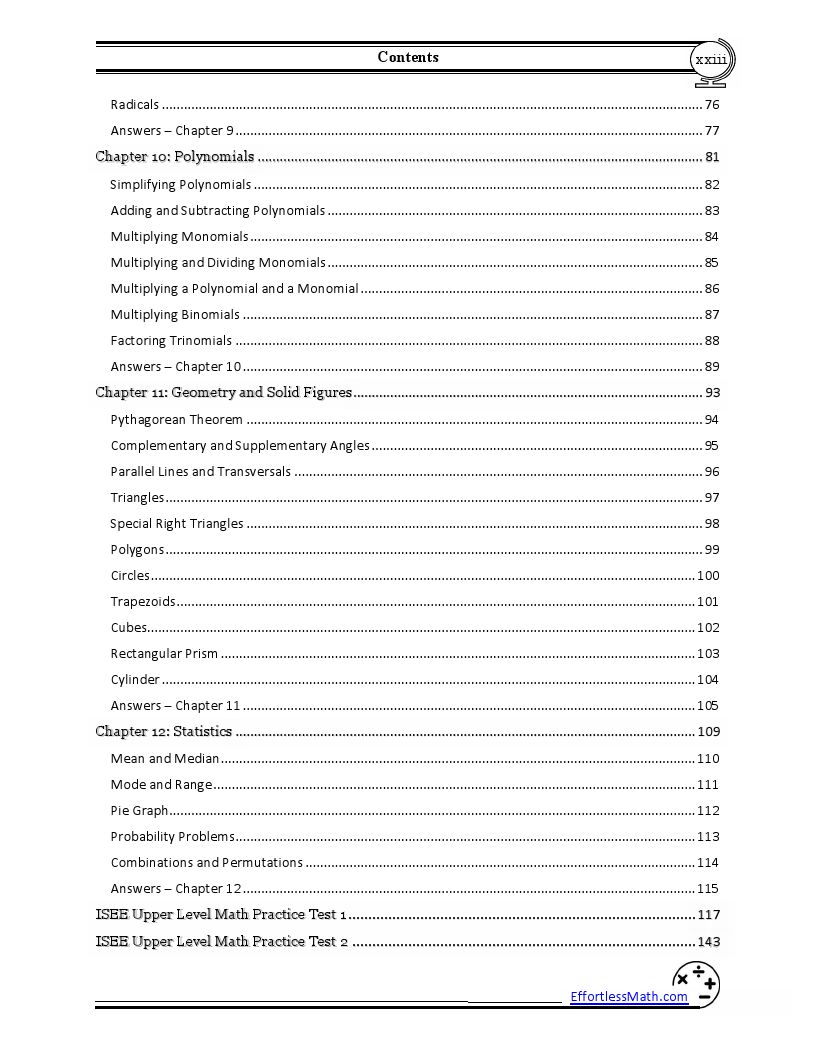 ISEE Upper Level Math Exercise Book: A Comprehensive Workbook + ISEE ...