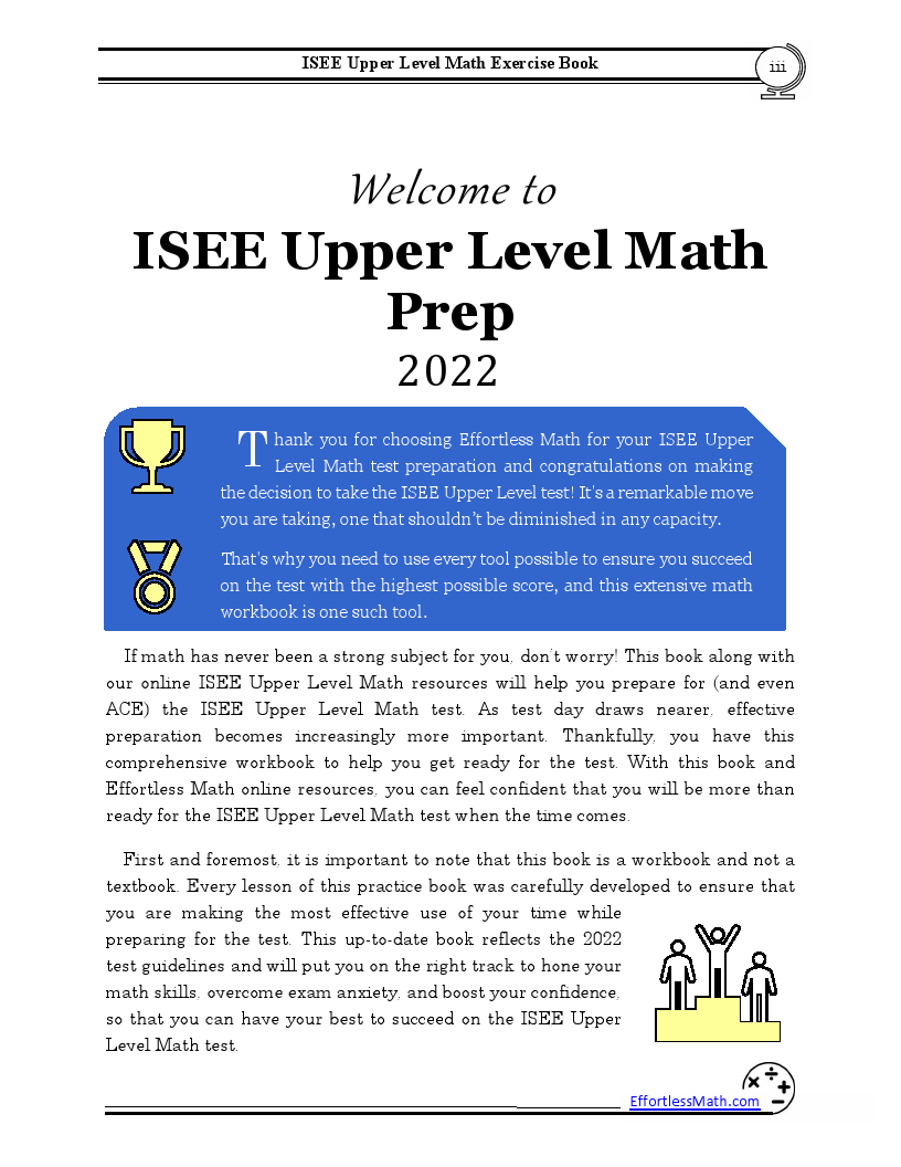 ISEE Upper Level Math Exercise Book: A Comprehensive Workbook + ISEE ...