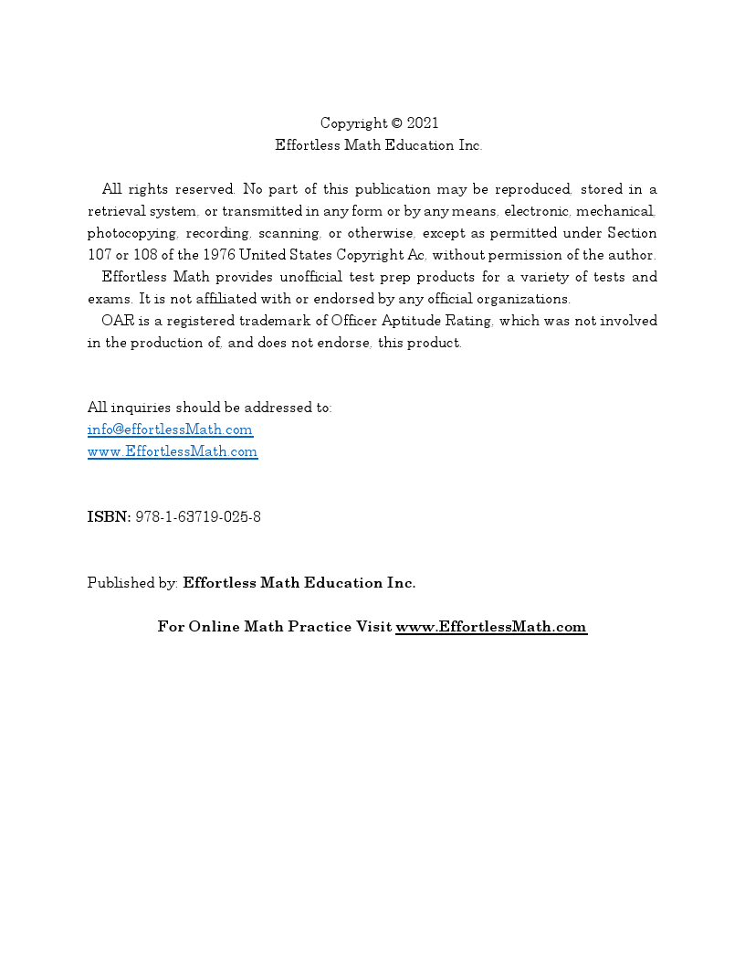 OAR Math Practice Workbook 2025: The Most Comprehensive Review for the ...