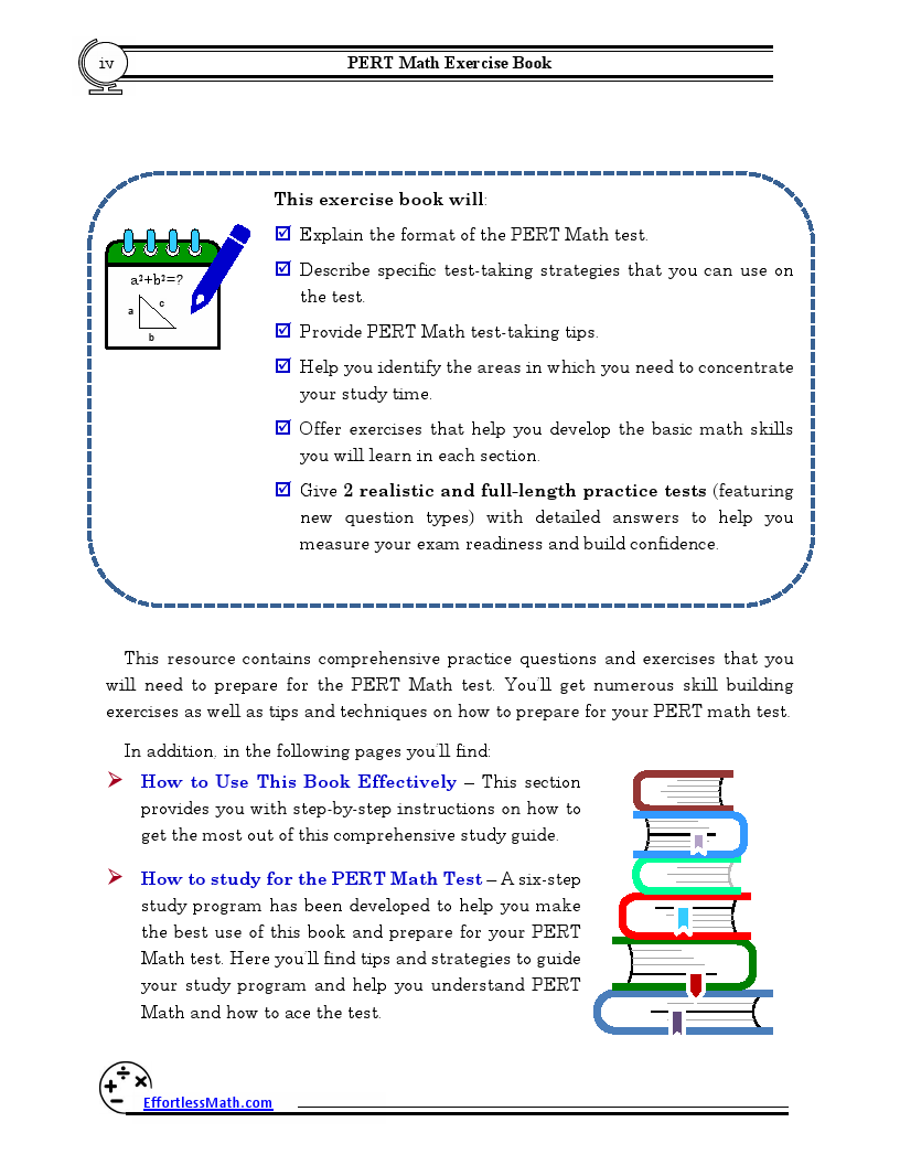 PERT Math Exercise Book: A Comprehensive Workbook + PERT Math Practice ...