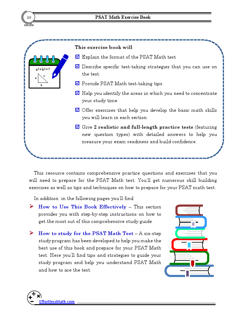 PSAT Math Exercise Book: A Comprehensive Workbook + PSAT Math Practice ...