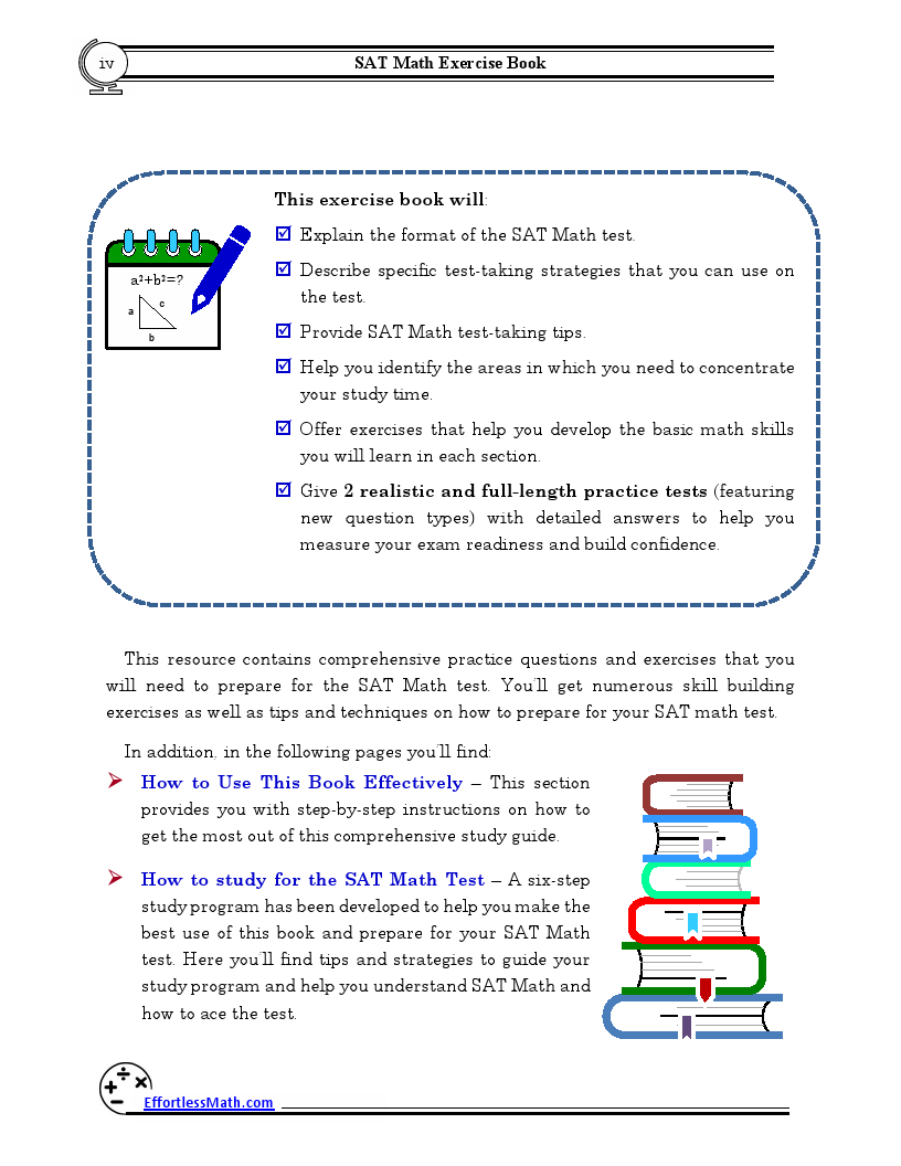 SAT Math Exercise Book: A Comprehensive Workbook + SAT Math Practice ...