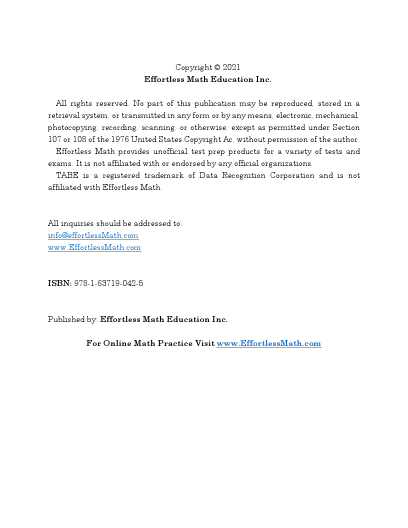 TABE Math Practice Workbook 2025: The Most Comprehensive Review for the ...
