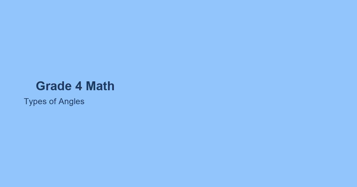 Types of Angles (Acute, Right, Obtuse) for 4th Grade - Effortless Math ...