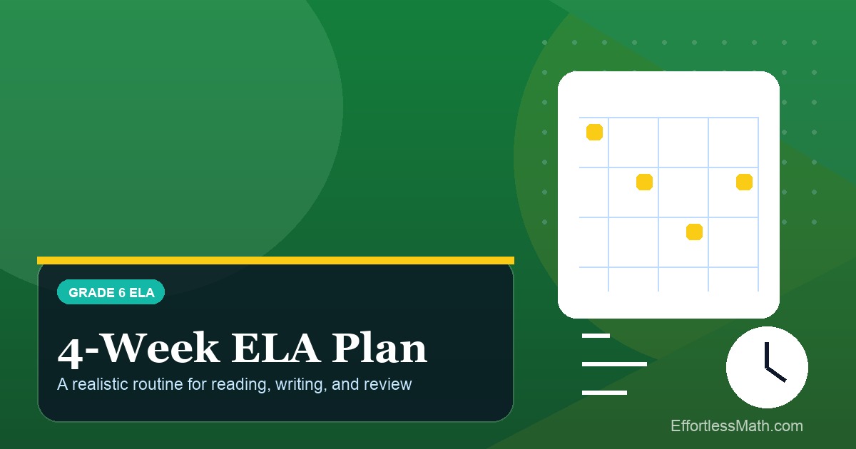 A 4-Week Grade 6 ELA Study Plan: Reading, Writing, Vocabulary, and ...