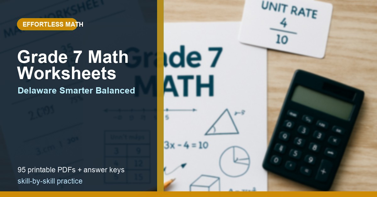 Delaware Smarter Balanced Grade 7 Math Worksheets: 95 Free Single-Skill ...