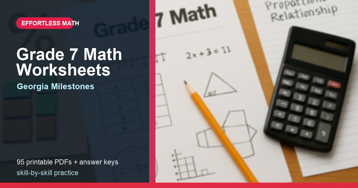 Georgia Milestones Grade 7 Math Worksheets: 95 Free Printable Skill ...
