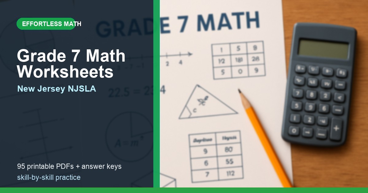 New Jersey NJSLA Grade 7 Math Worksheets: 95 Free Printable PDFs for ...