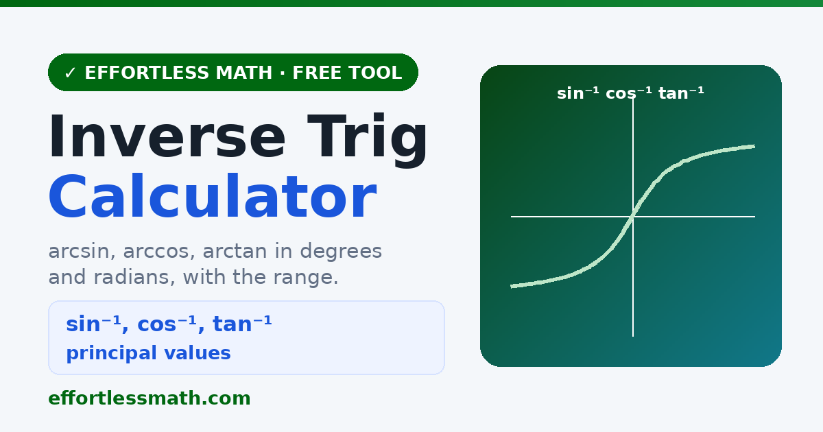 Inverse Trig Calculator — arcsin, arccos, arctan - Effortless Math: We ...