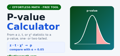P-value Calculator — from z, t, or Chi-Square - Effortless Math: We ...